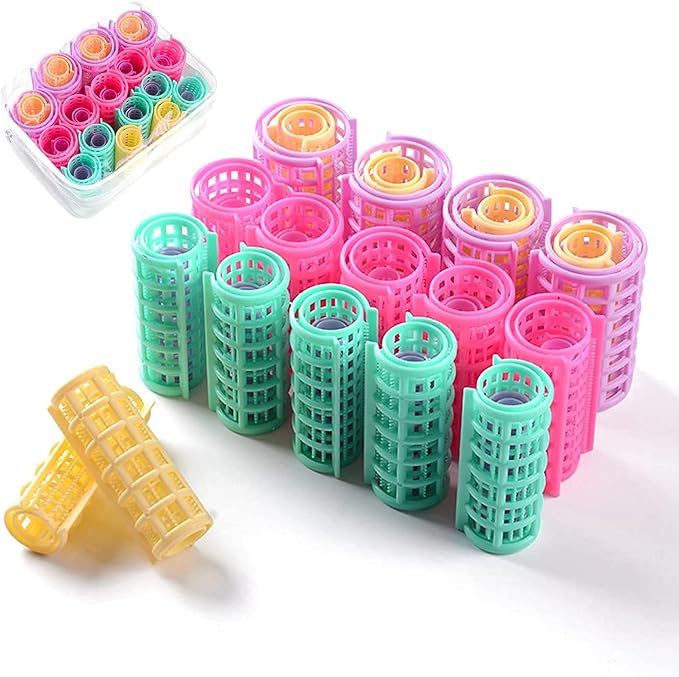 30Pcs Plastic Hair Rollers Curlers, BetterJonny Hair Rollers Large Self ...