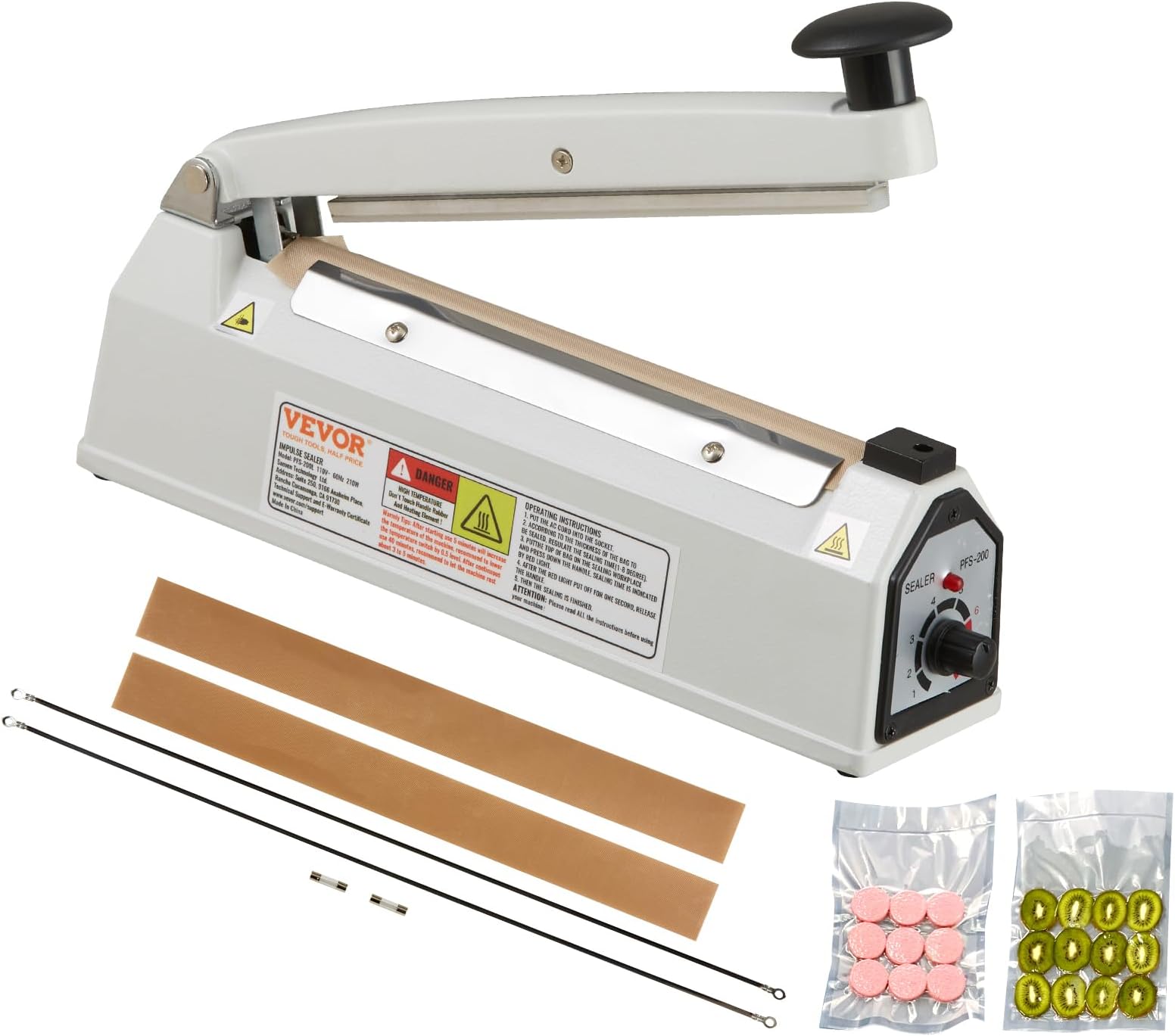 Amazon.com: VEVOR Impulse Sealer 8 inch, Manual Heat Sealing Machine ...