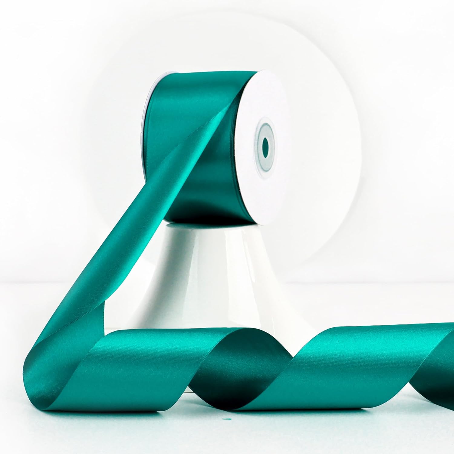 Amazon.com: MEEDEE Teal Satin Ribbon - 2 Inch Double Faced Satin Ribbon ...