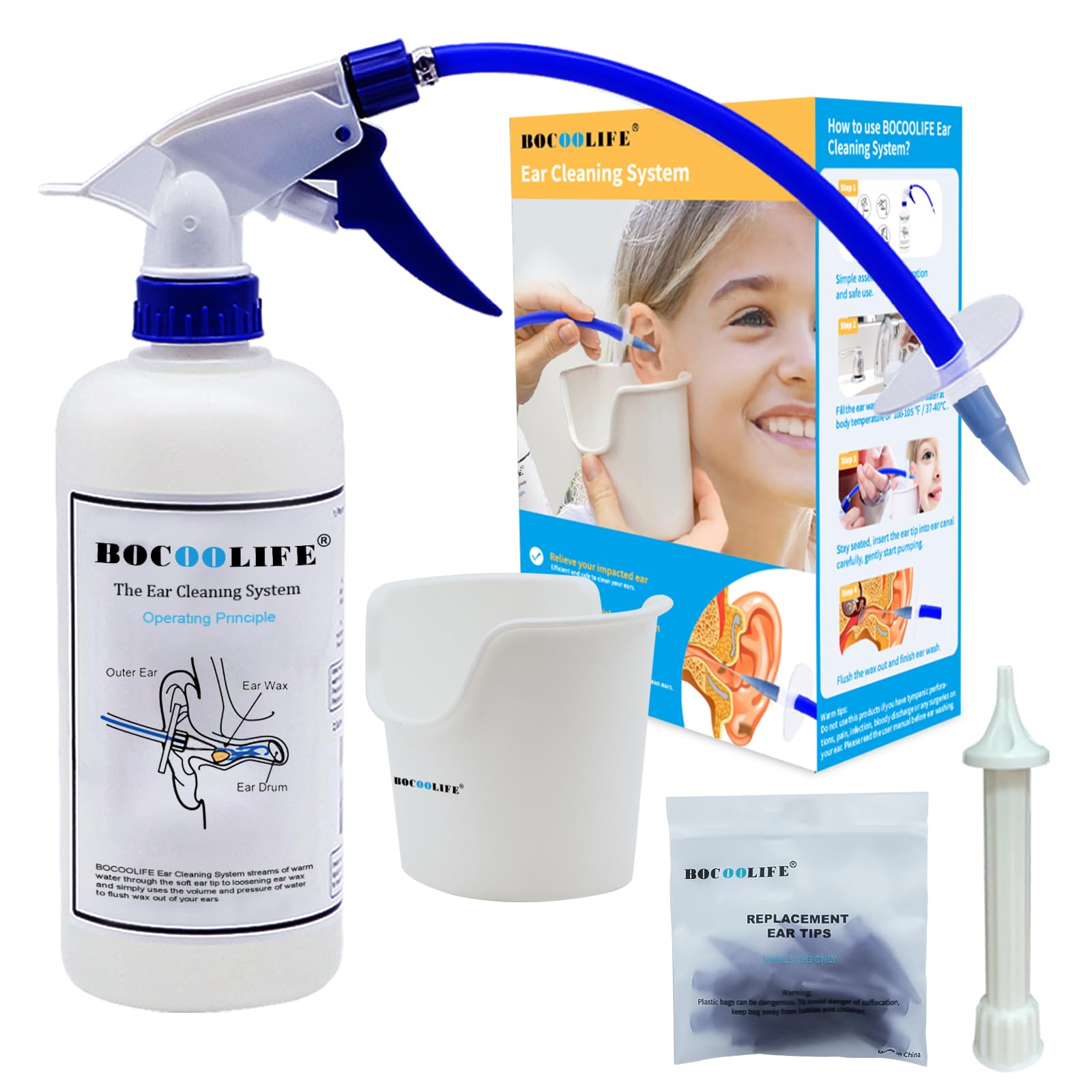 Amazon.com: BOCOOLIFE Ear Wax Removal Kit, Ear Irrigation Flushing ...
