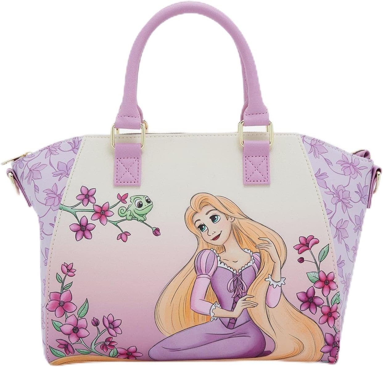 Amazon.com: Loungefly Tangled Rapunzel & Pascal Flower Satchel Bag ...