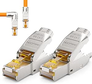 deleyCON 2x CAT 6a Network Plug 90° Angled Plug RJ45 Toolless Shielded ...