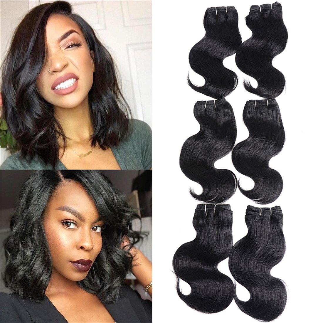 Amazon.com : 6 Bundles Brazilian Hair Extensions Human Hair Body Wave ...