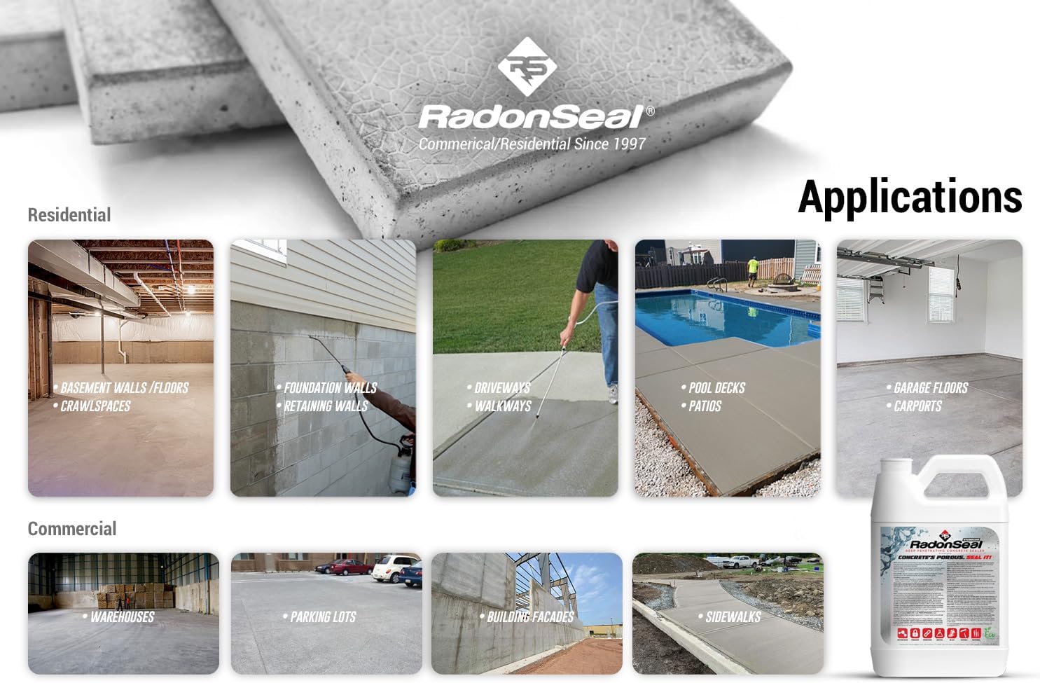 RadonSeal Standard - Concrete Sealer 5-gal | Basement Waterproofing ...
