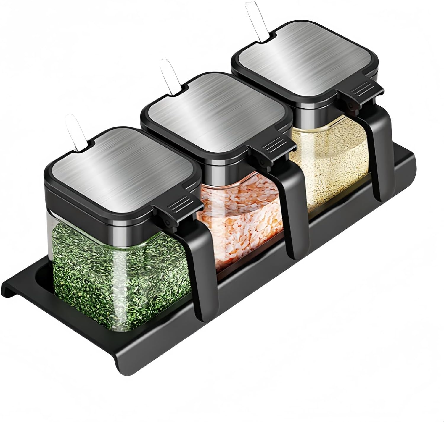 Amazon｜BDHD 塩 SUS304容器 砂糖 スパイスボトル 調味料入れ砂糖入れ 調味料 容器 300ml 3個セット砂糖 調味料入れ ...