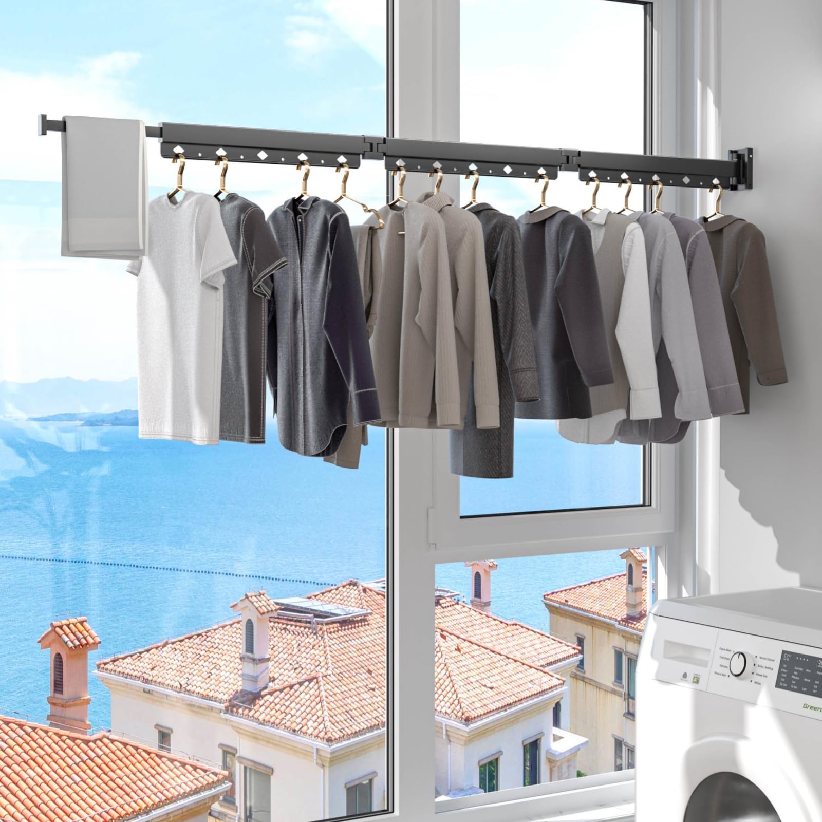 Amazon.com: Peosaard Wall Mounted Drying Rack with Suction Cup, Tri ...