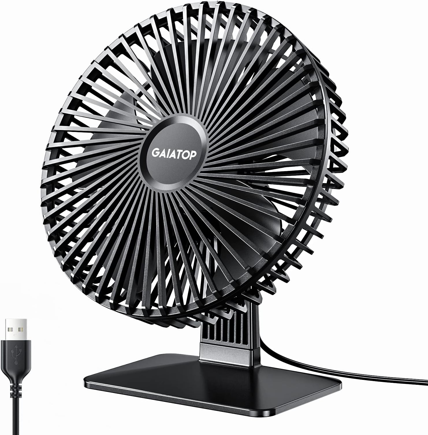 Gaiatop USB Desk Fan, 3 Speeds Portable Small Fan with Strong Airflow ...