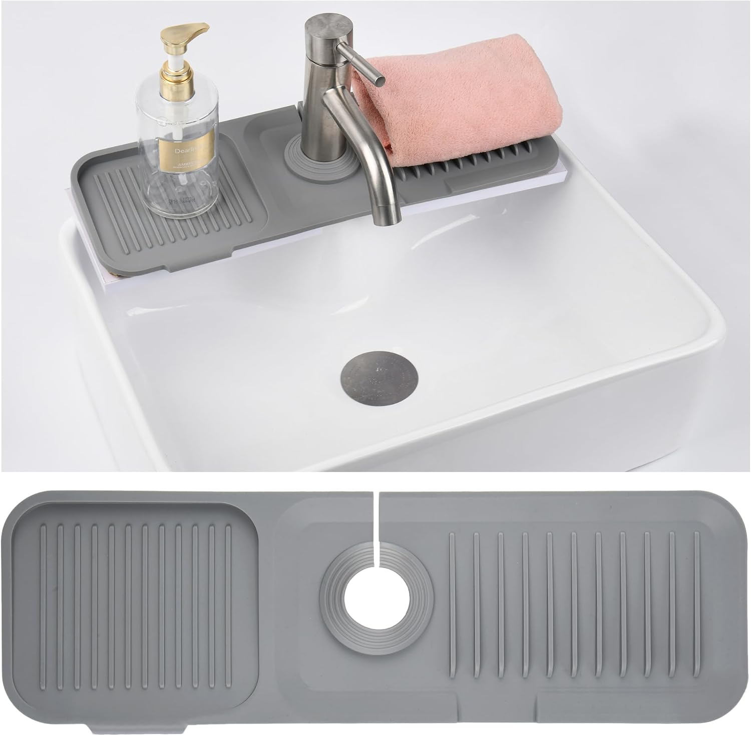 Amazon.com: Silicone Draining Mat For Kitchen Sink, 17.7 x 5.5 inches ...