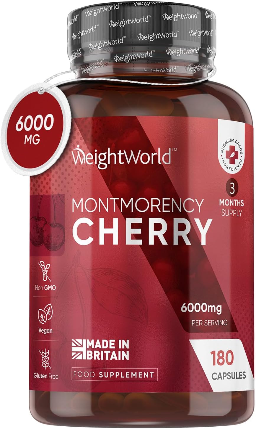 Montmorency Cherry Capsules 6000mg - 180 Tart Cherry Capsules(3 Months ...
