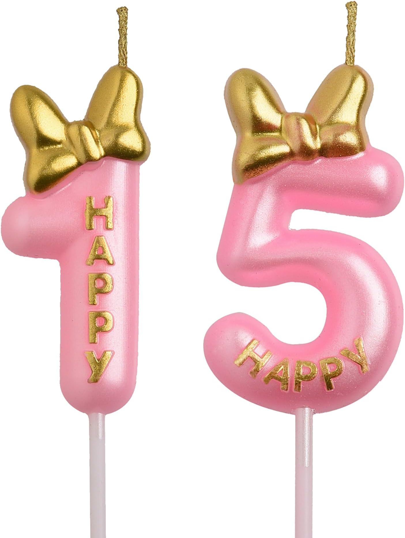 Amazon.com: AOOLADA 15th Birthday Candles, Pink 3D Number 15 Happy ...