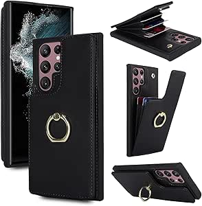 Amazon.com: Jaorty Phone Case for Samsung Galaxy S22 Ultra Case with Card Holder for Women Girls ...