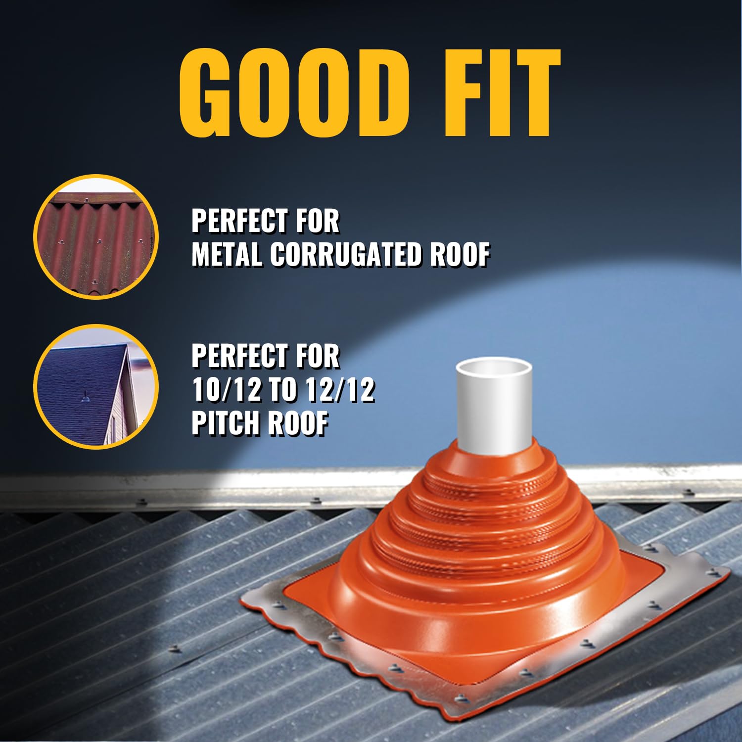 Snapklik.com : #3 Silicone Metal Roof Pipe Boot, High Temp Flexible ...