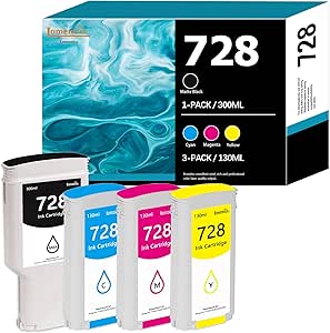 Amazon.com: 728 Ink Cartridges 4-Pack (300ml Matte Black / 130ml Cyan ...