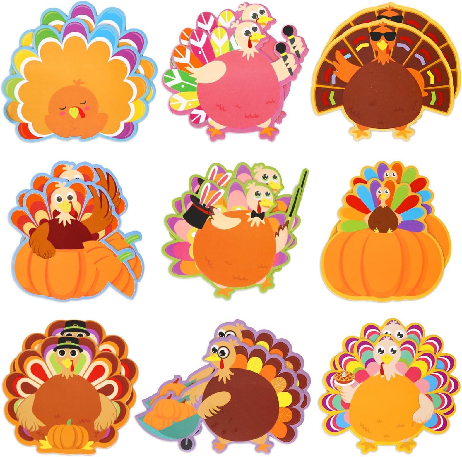 Amazon.com : Whaline Thanksgiving Fall Turkey Sticky Notes Colorful ...