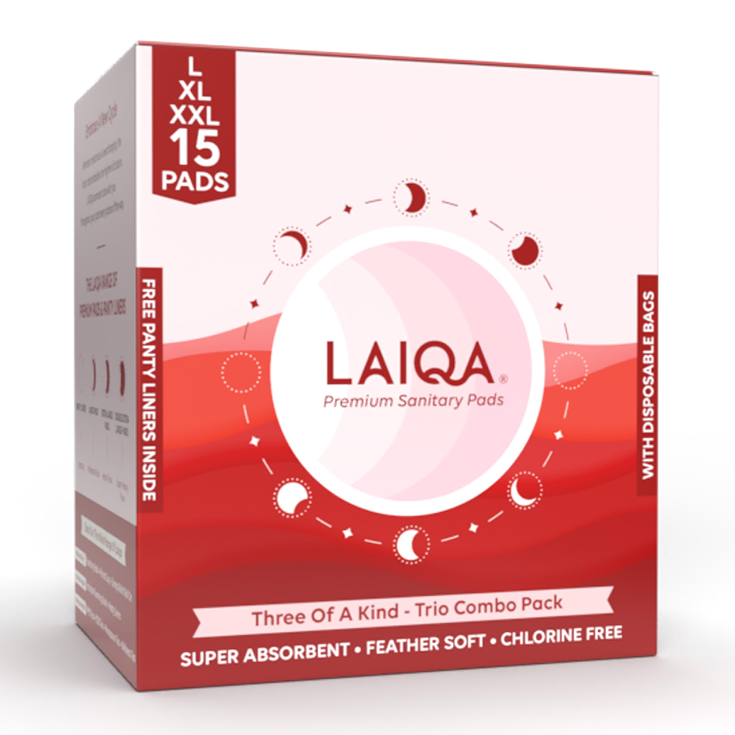 Buy LAIQA Premium Rash Free Sanitary Pads 15L + 15XL + 15XXL Trio with ...