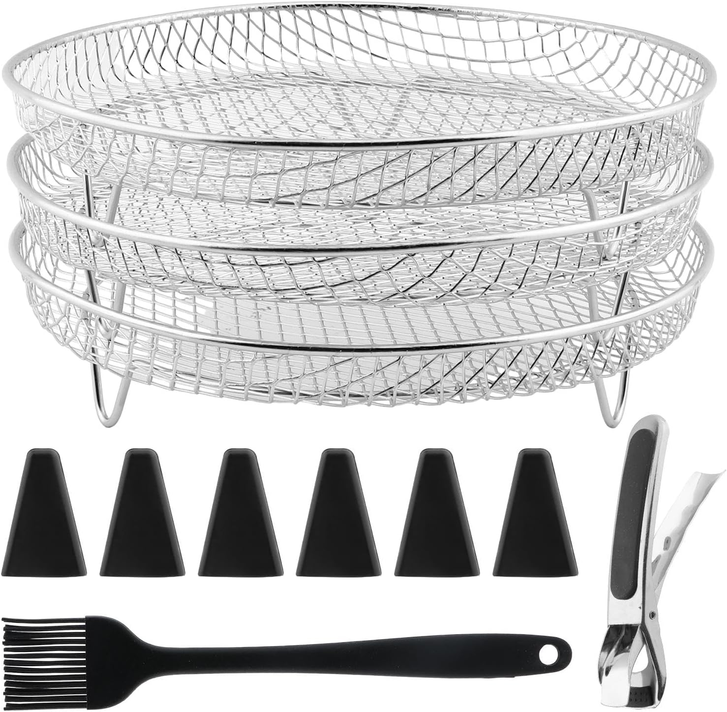 Amazon.com: Air Fryer Accessories, 3 Layer Stackable Dehydration Racks ...