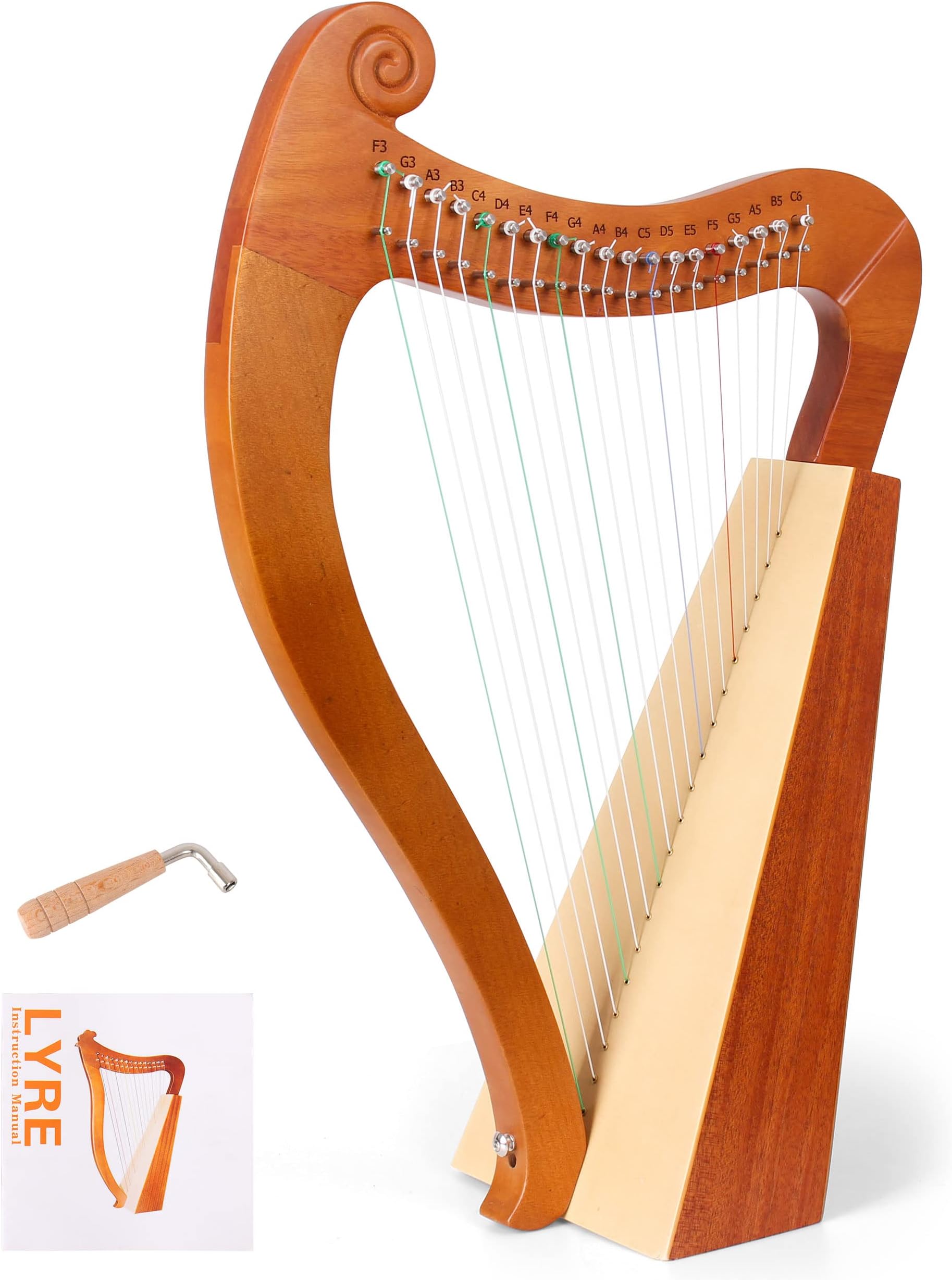 Amazon.com: LOMUTY 19-String Lyre Harp with Tuning Wrench Harp ...