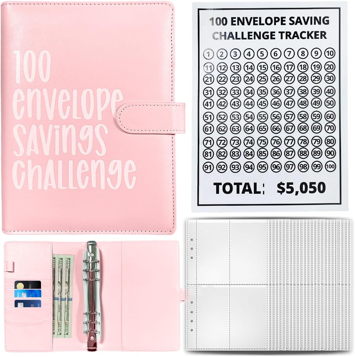 100 Envelope Savings Challenge Binder, Money Saving Challenge Binder ...