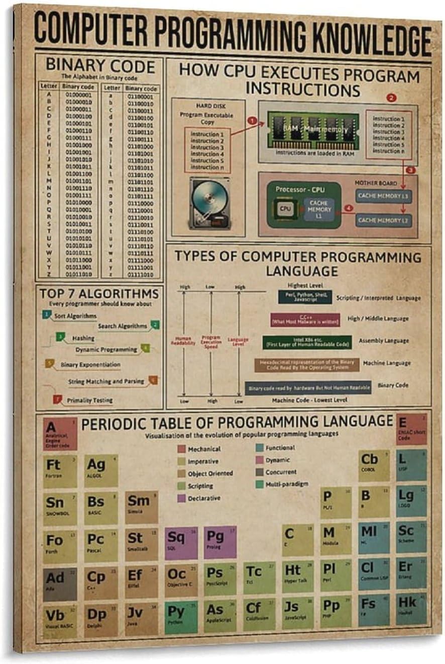 Amazon.com: Computer Programming Poster Art Wall , Home Decor Art Wall ...