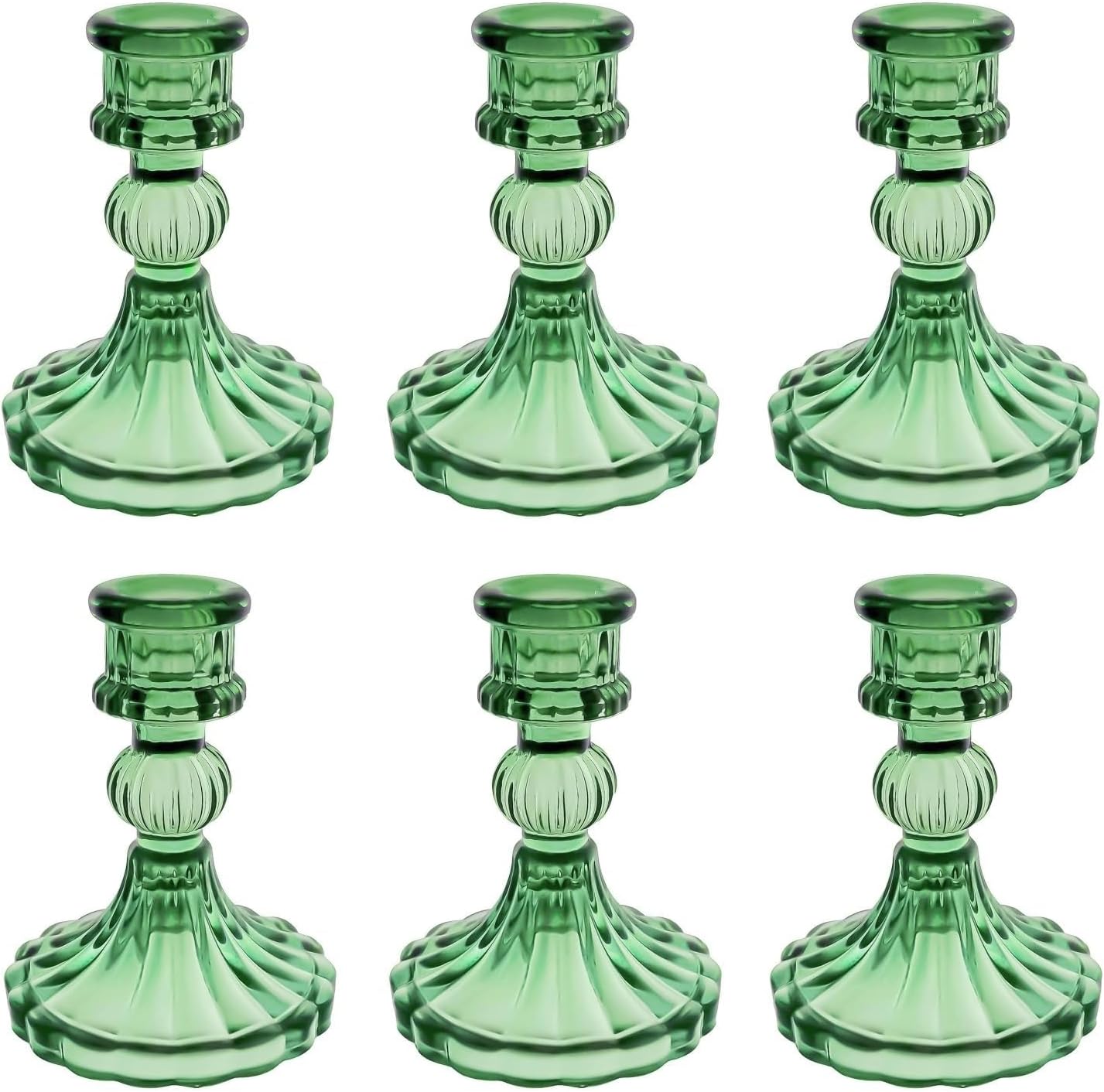 Amazon.com: ECHFSM Glass Candlestick Holder,Striped Taper Candle ...