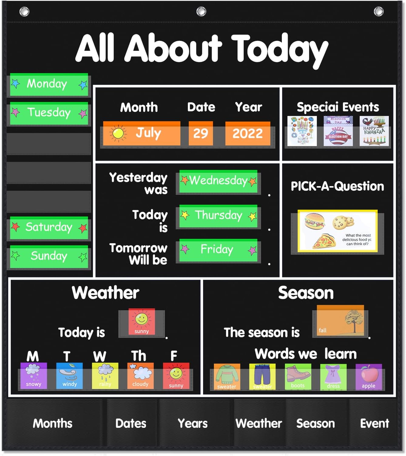 Amazon.com: ABCxGOOD All About Today Circle Time Learning Center Pocket ...