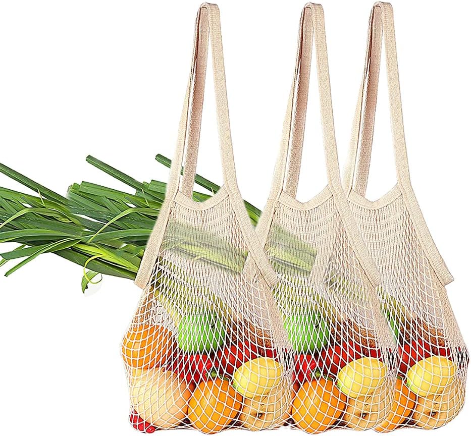 Amazon.com: Pack of 3 Plus-Size Cotton Net Shopping Tote Ecology Market ...