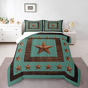 Amazon.com: Western Texas Star Comforter Set King Size Rustic Wooden ...