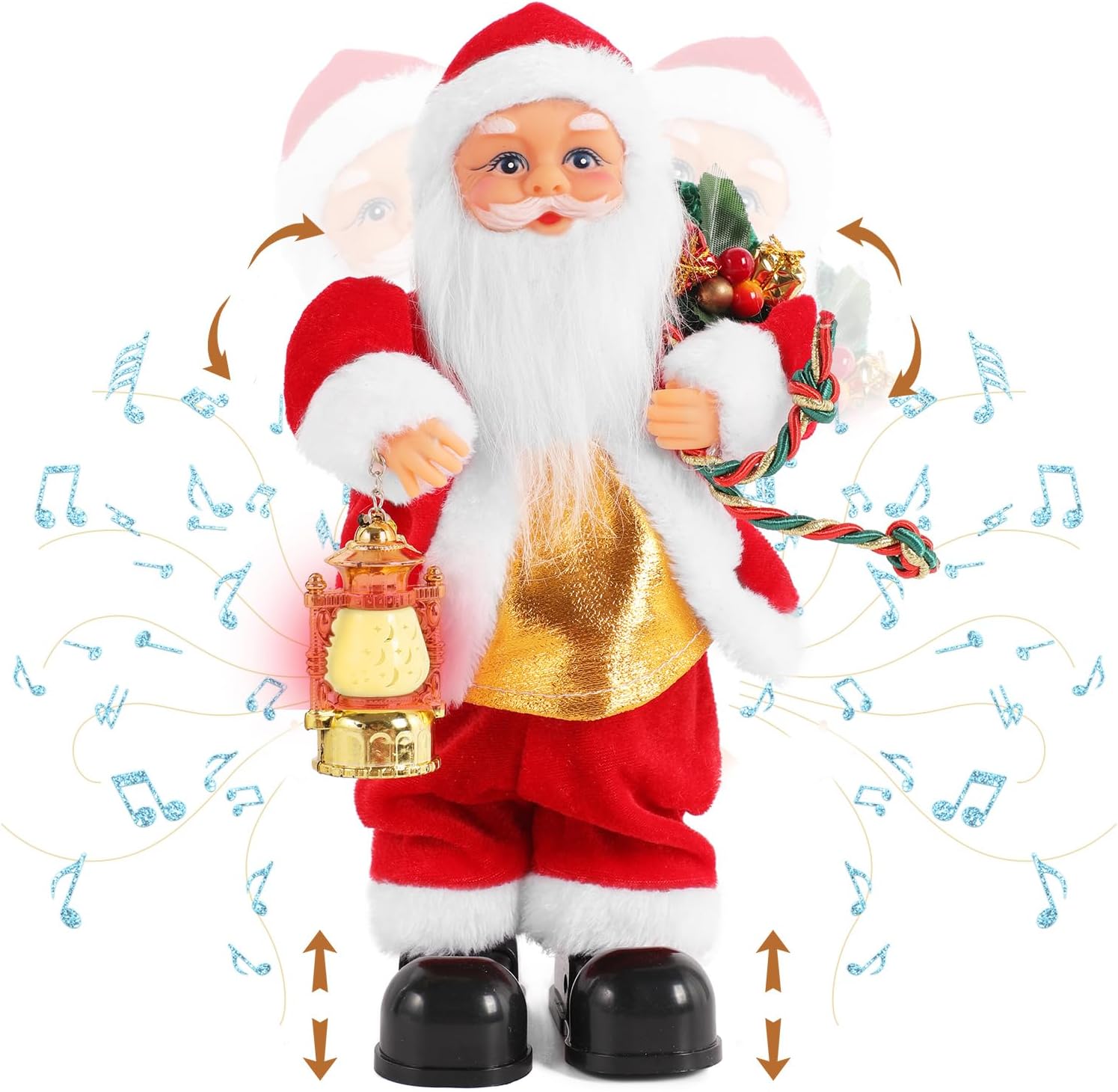 Amazon.com: Gfilay Christmas Santa Claus Doll Electric Singing Dancing ...