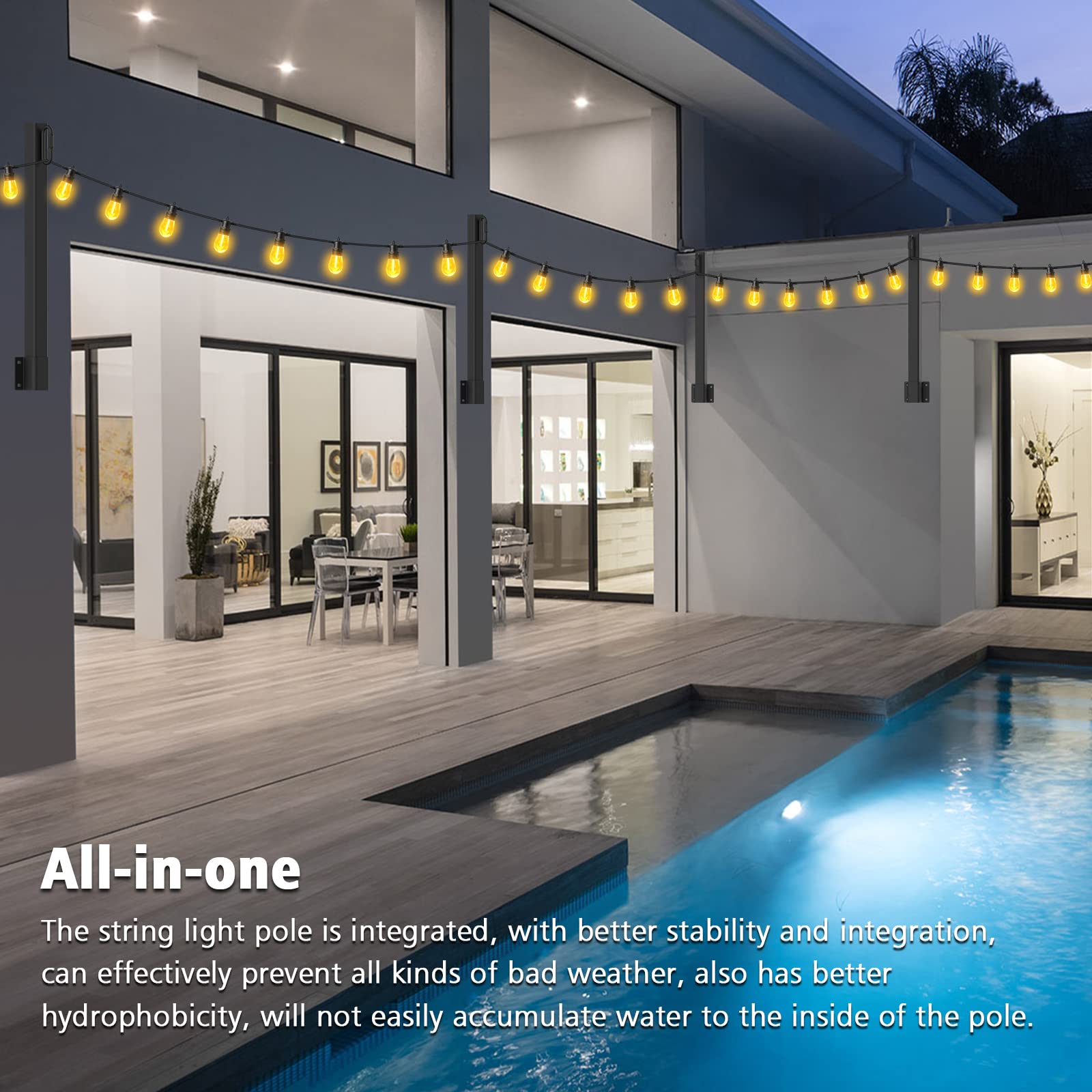 Snapklik.com : 4 Pack 1.3 FtAdjustable String Light Poles, Freestanding ...