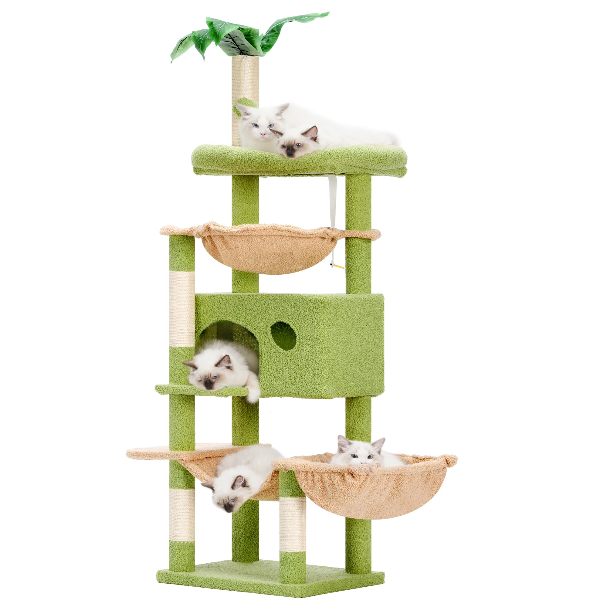 Hey-brother Cat Tree, 59 inches Cat Tower for Indoor Cats, Large Cat ...