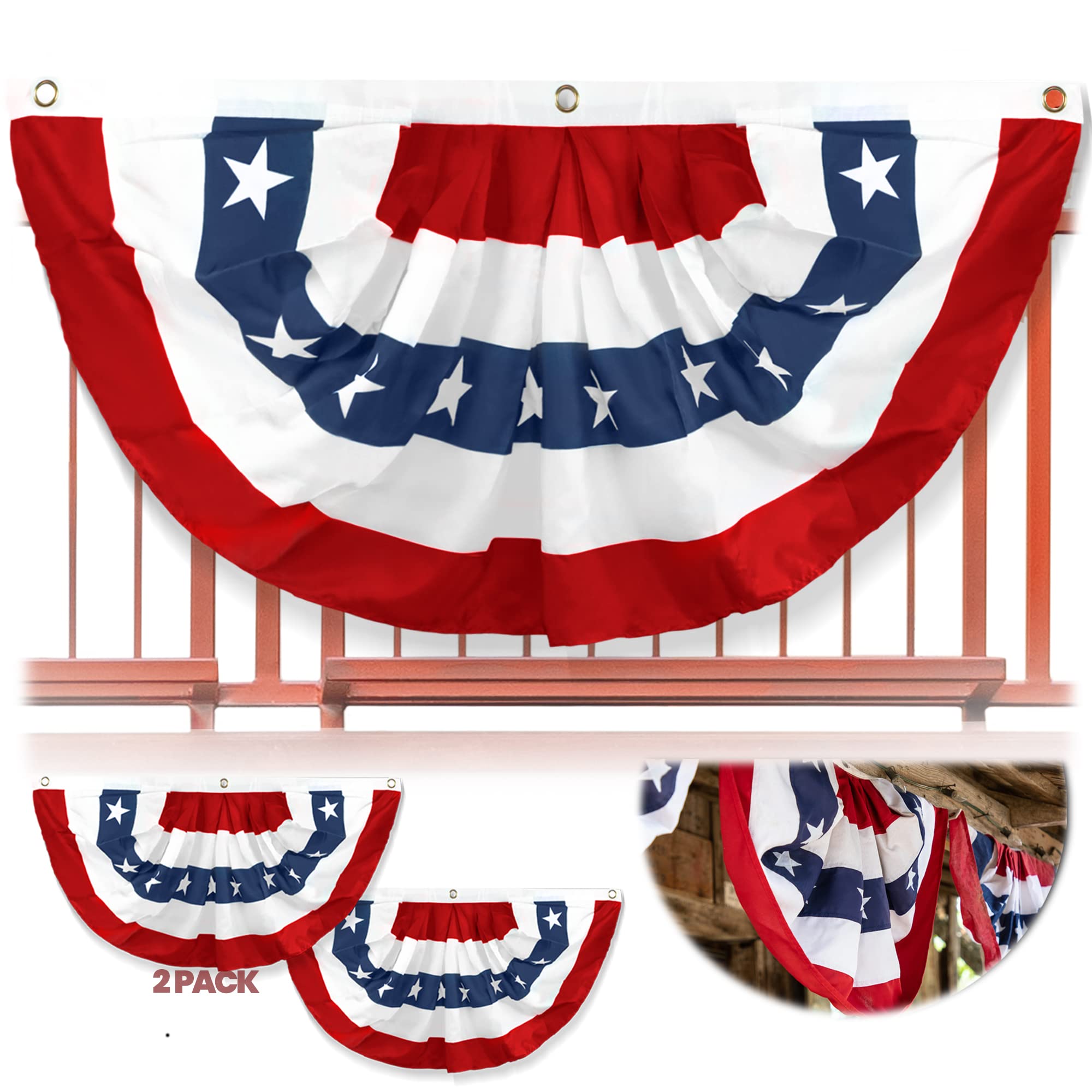 Anley USA Pleated Fan Flag, 3x6 Ft American US Bunting Flags Patriotic ...