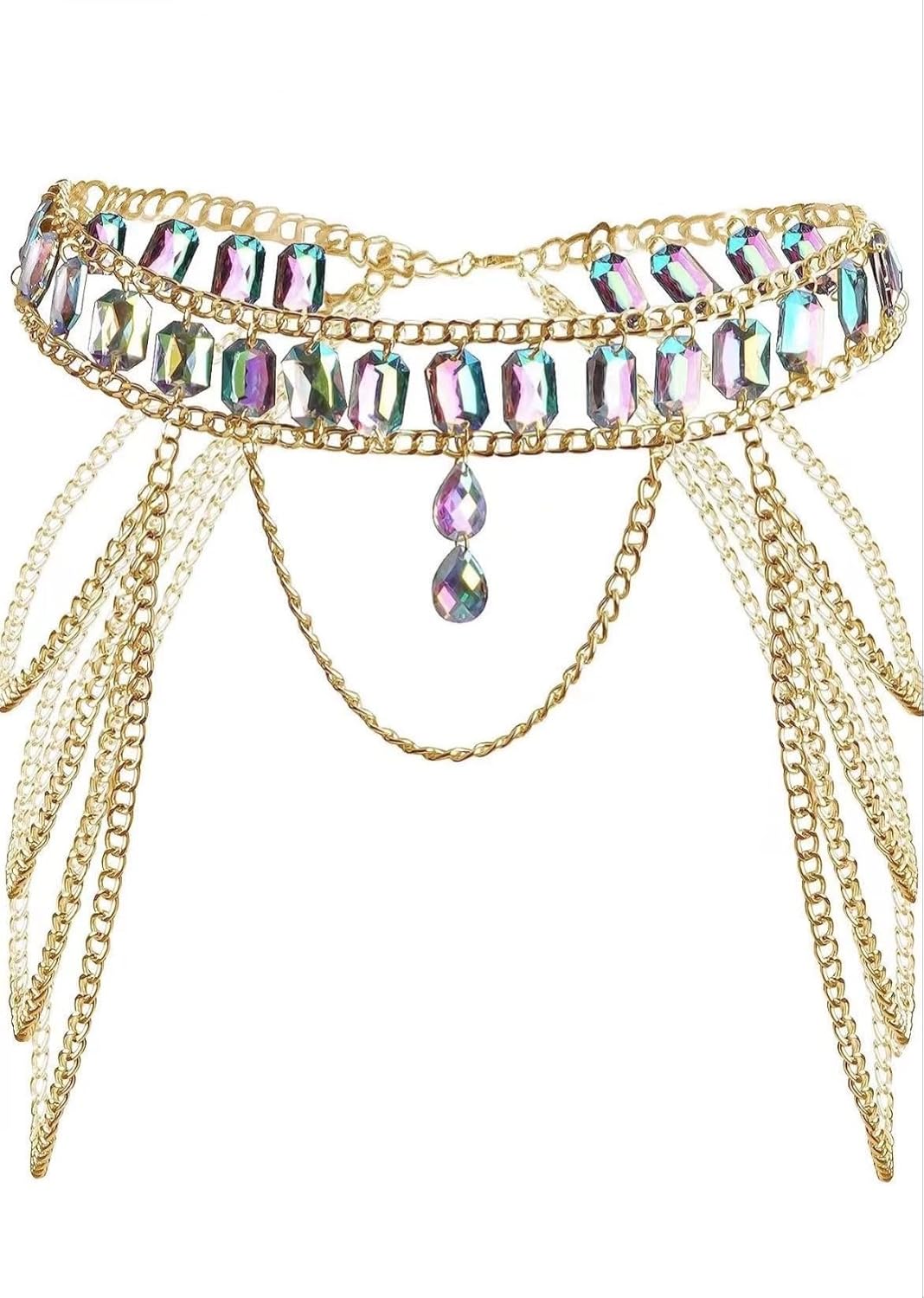 Amazon.com: Gold Body Chain for Women, Rhinestone Boho Layered Waist ...