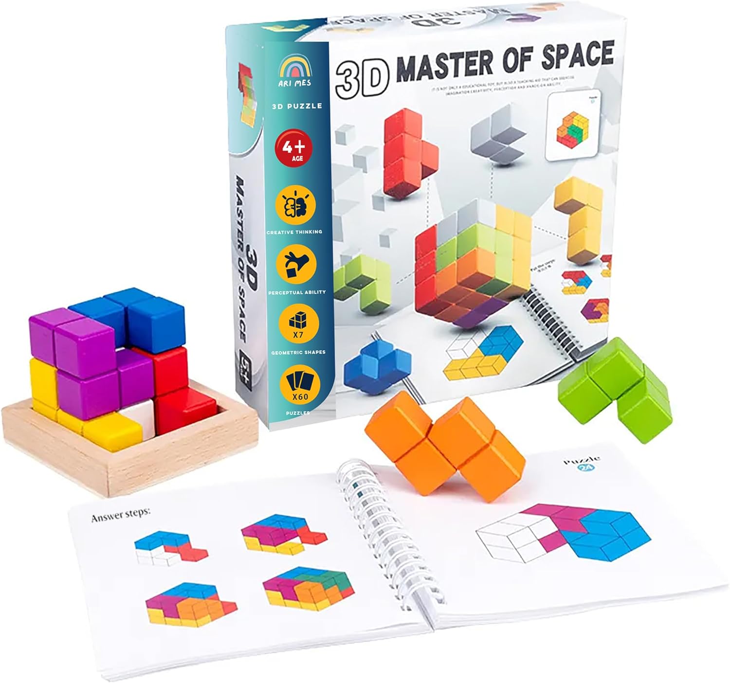 Amazon.com: ARI MES - 3D Soma Cube Puzzle Game - Montessori Brain ...