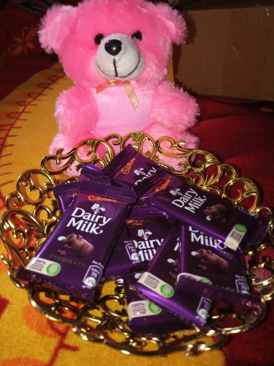 SFU E Com Dairy Milk Chocolate Basket Hamper with Teddy : Amazon.in ...