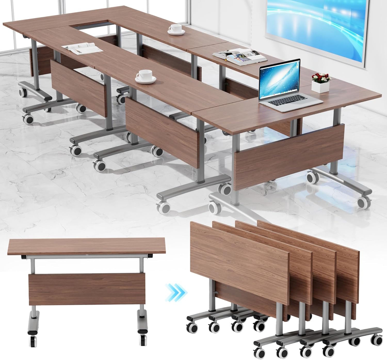 Amazon.com: 8-Pack Folding Conference Room Tables,Flip Top Mobile Table ...