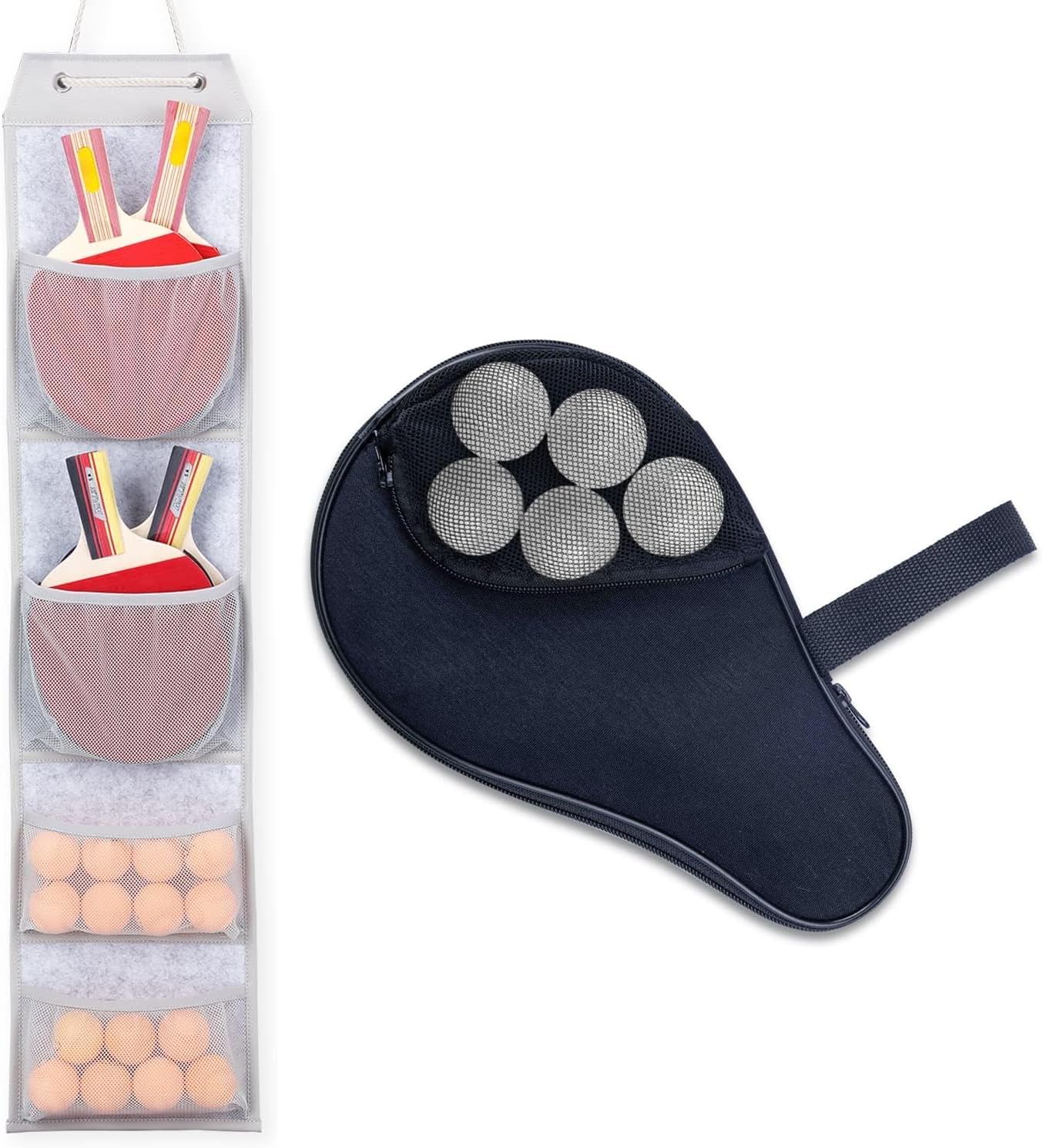 Amazon.com: VISEMAN Ping Pong Storage Rack & Table Tennis Racket Cover ...