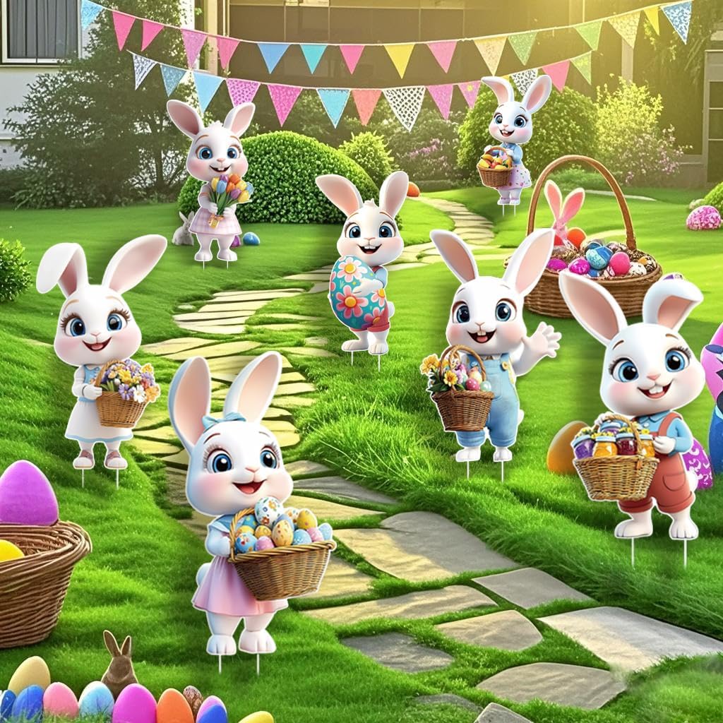 Amazon.com: 6 PCS Easter Bunny Decorations Outdoor - Large Bunny Yard ...