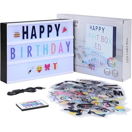 Cosi Home® A4 Cinematic Light Box with 100 Letters, Emoji, Smilies and ...