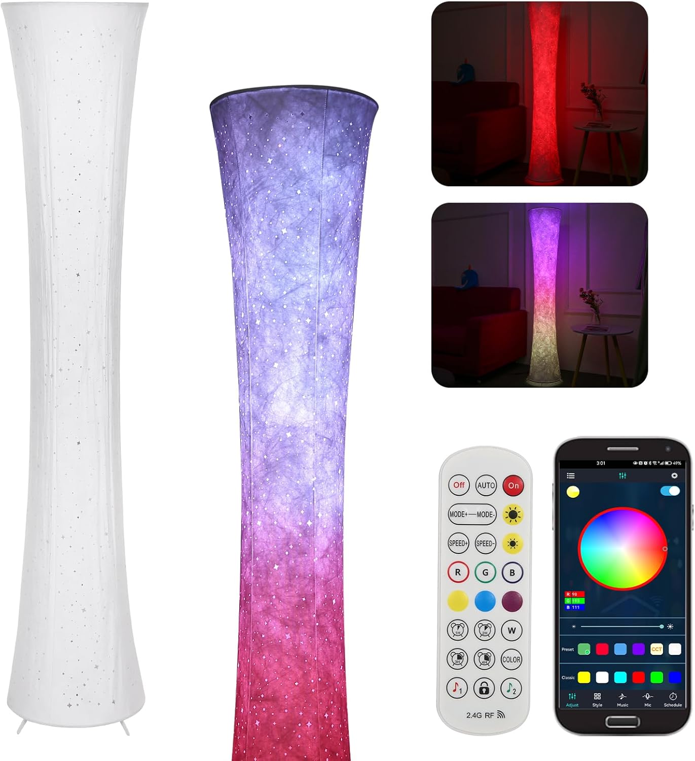 Lithomy Floor Lamp, RGB Dimmable Color Changing LED Lamp with Alexa APP ...