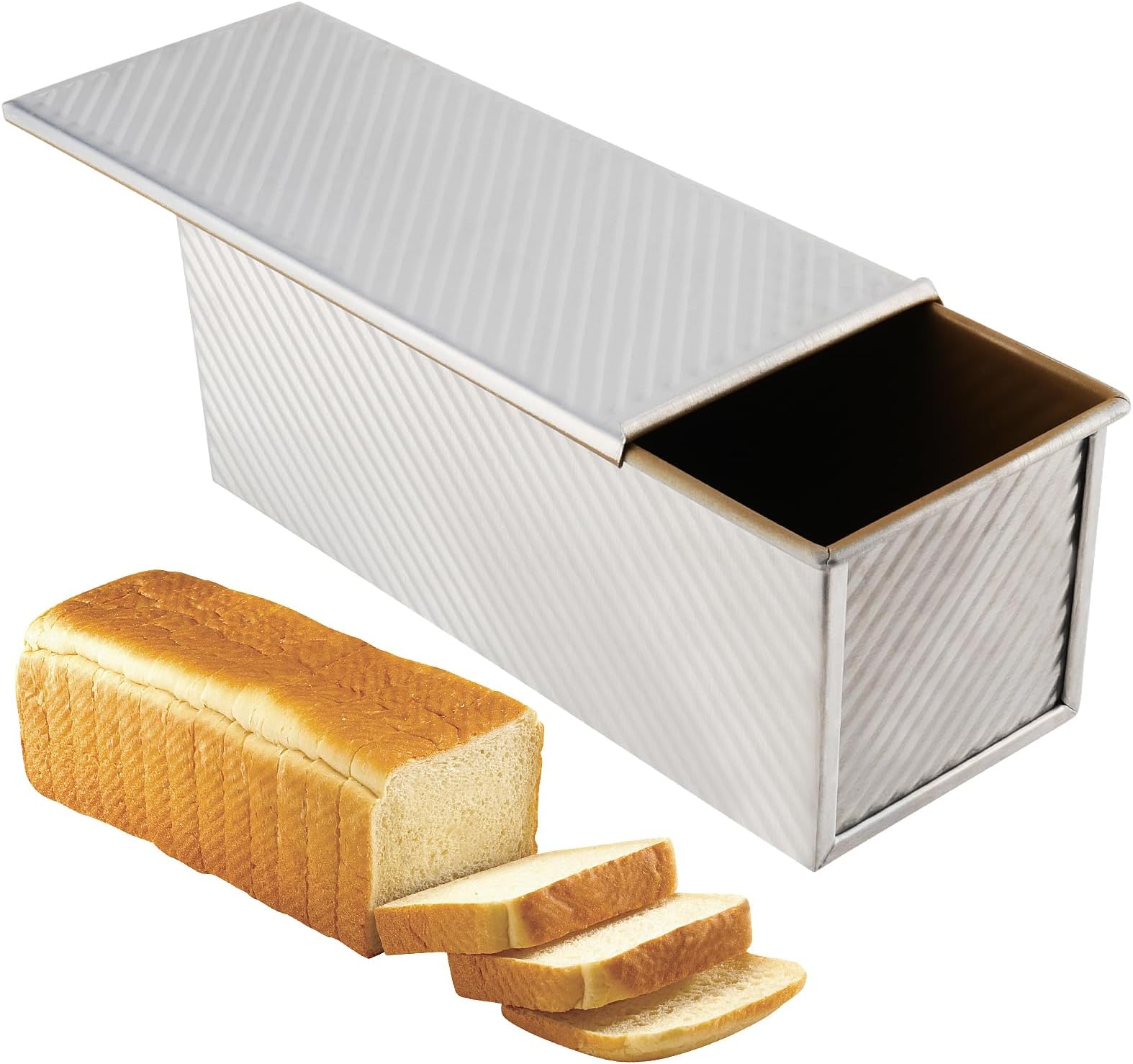 MOUYAT 2.2lbs 1000g Pullman Loaf Tin with Lid, 33 x 12 x 12cm Dough Non ...