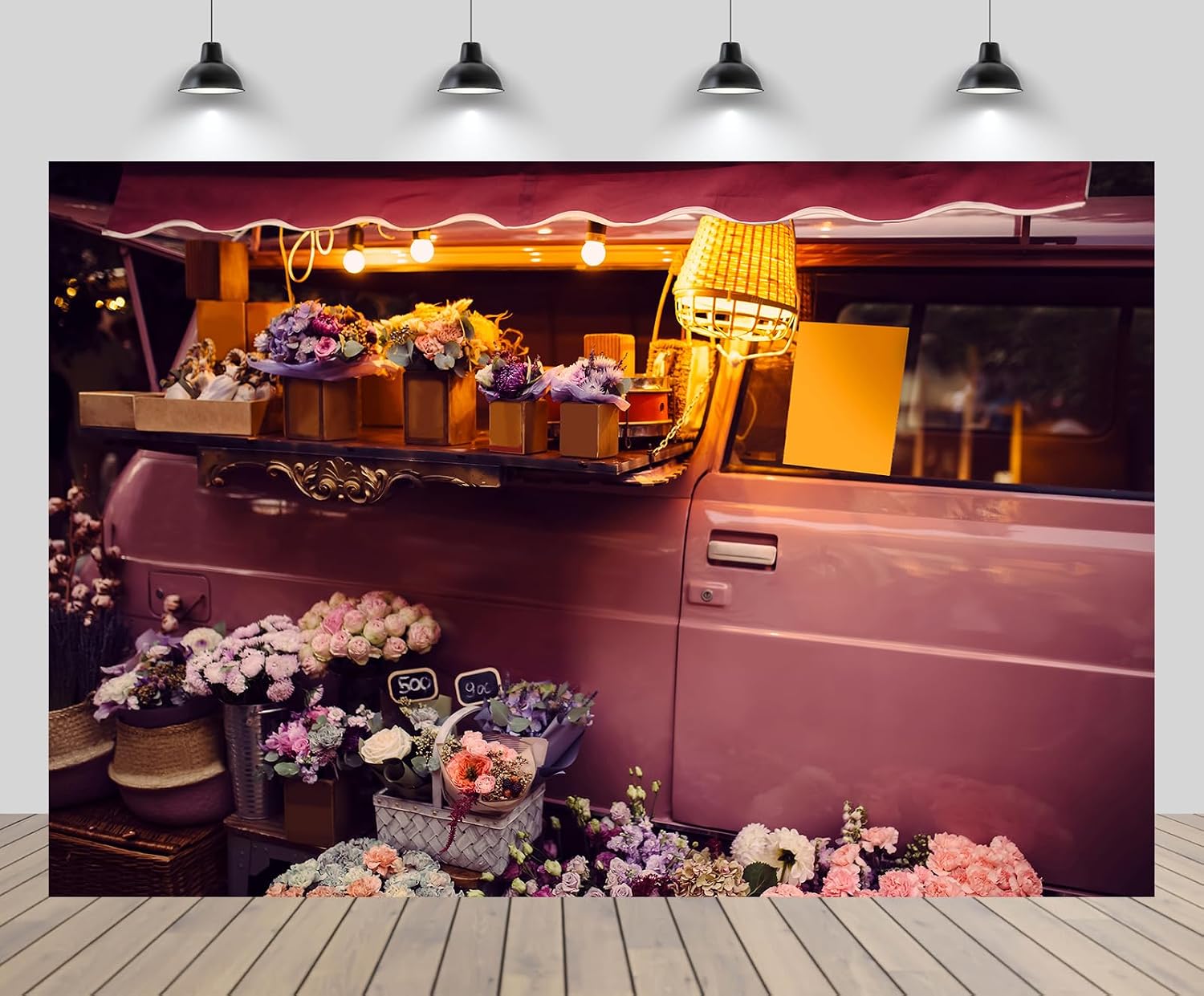 Amazon.com : CHNYWORK 8ftx6ft Flower Shop Backdrop Pink Movable Vintage ...