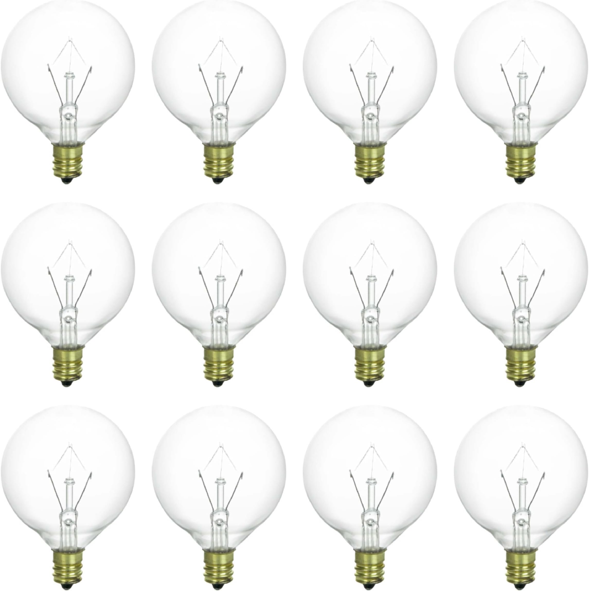 Sunlite G16.5 Incandescent Clear Light Bulb, 25W, 180 Lmns, 120V ...