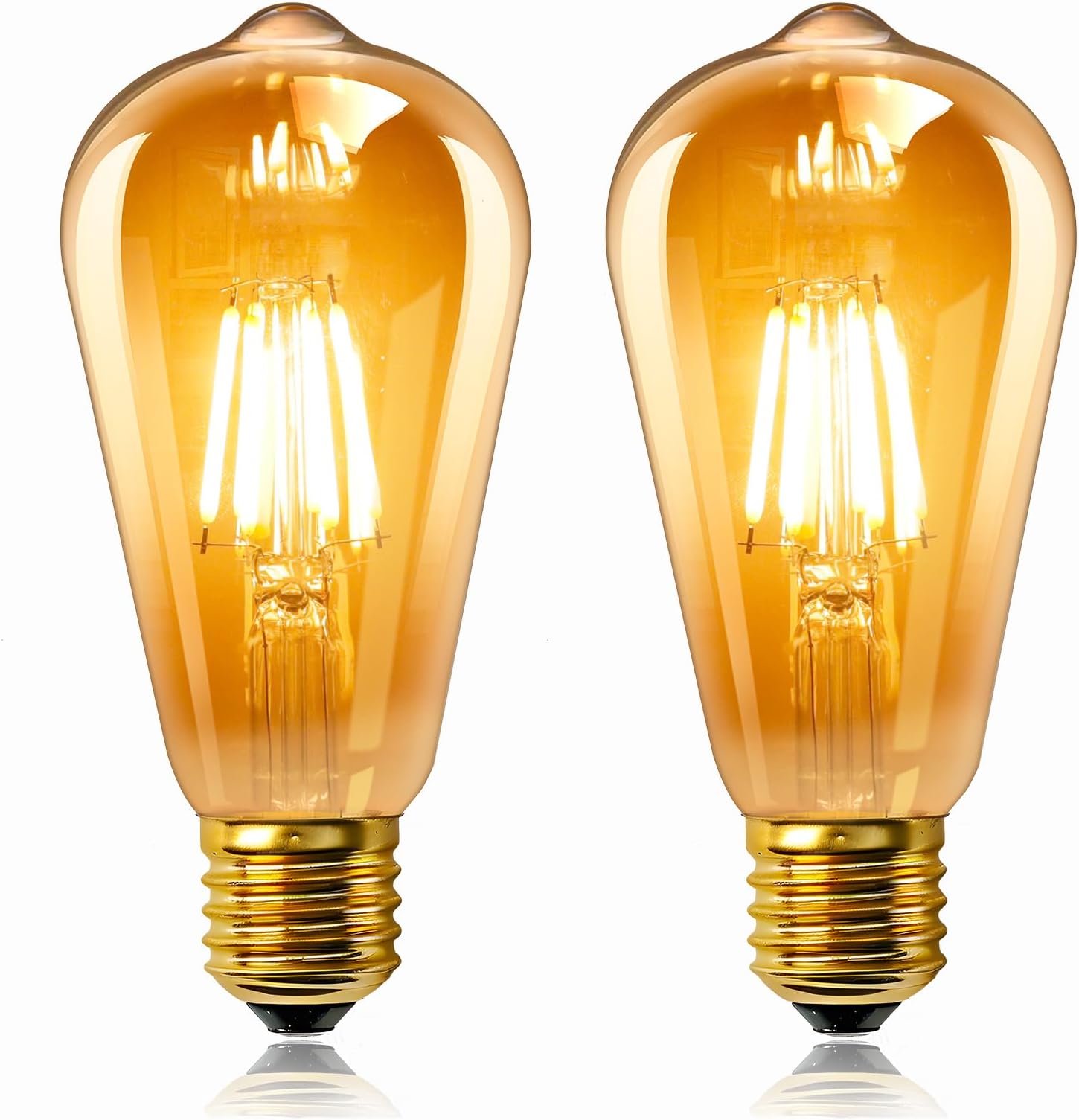 E27 Edison Screw Bulb, ST64 Vintage Filament Light Bulb, 6W 550LM ...
