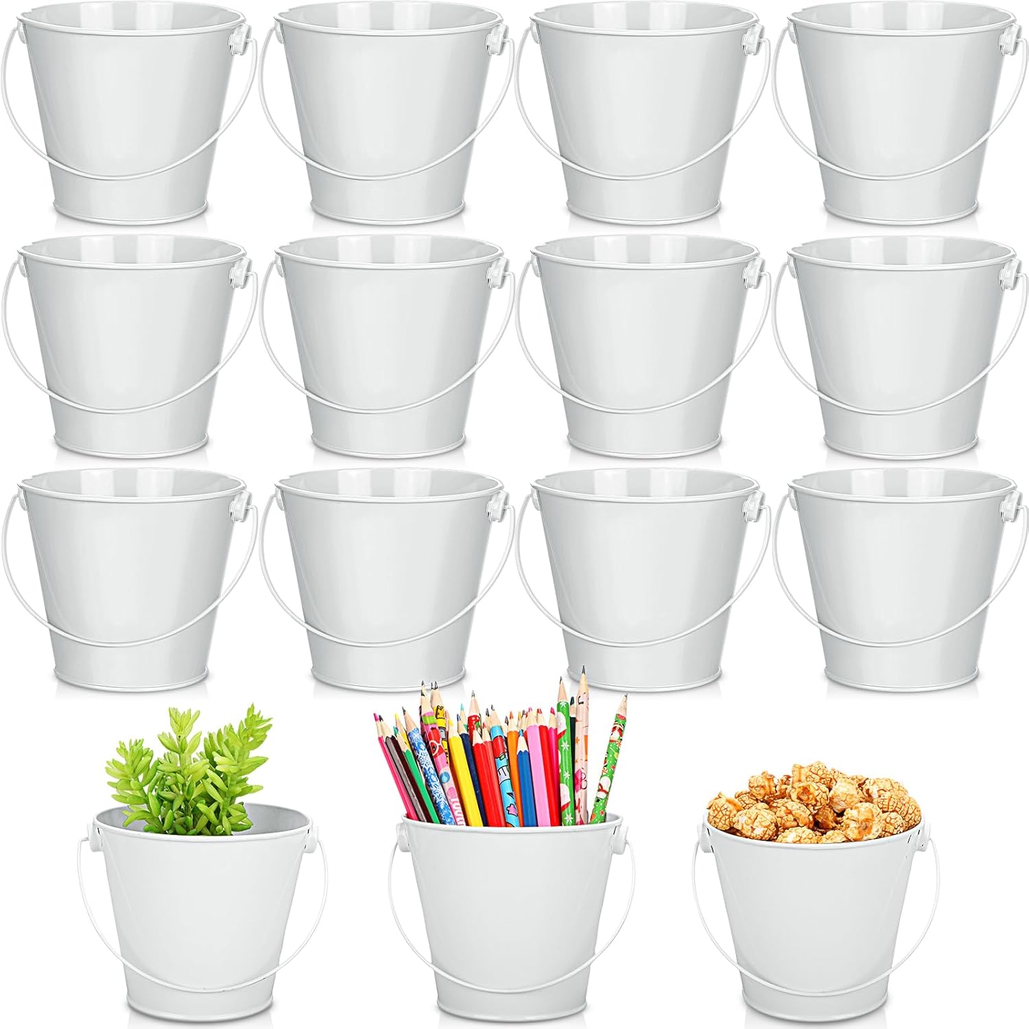Amazon.com: Therwen 15 Pcs Small Metal Buckets 3.15 x 4.13 x 4.72 ...