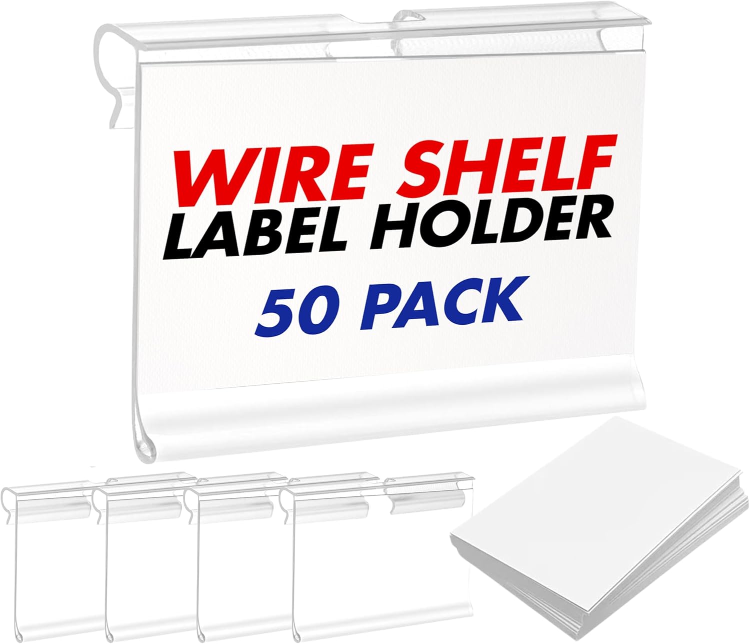 50 Pack Reusable Plastic Wire Shelf Label Holder, for Pantry Retail ...