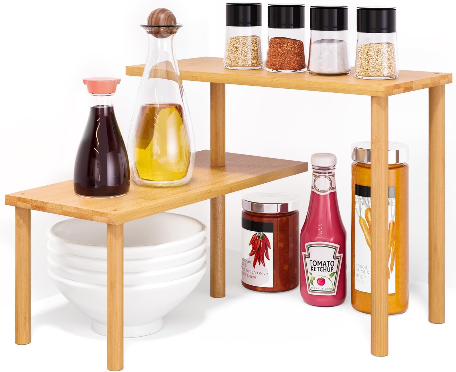 Amazon.com: GHWIE Countertop Organizer Corner Shelf - Bamboo Corner ...