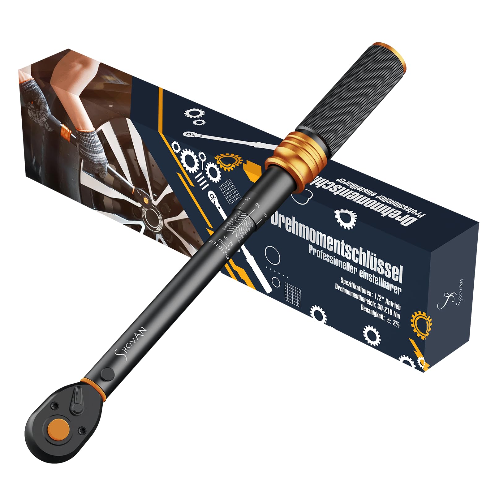 Cle dynamometrique pour voiture 30-210 Nm, clé dynamométrique 1/2, clef ...