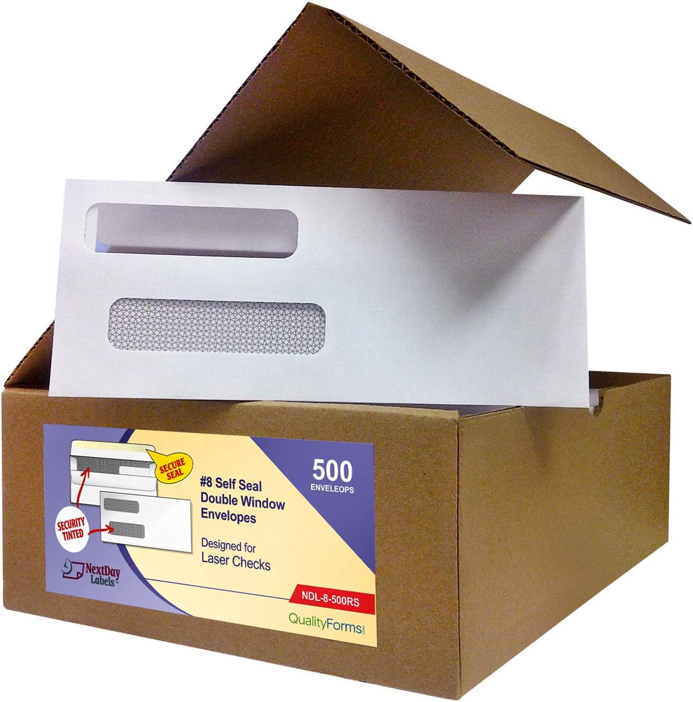 Amazon.com : NextDayLabels #8 Double Window Check Envelopes - 500 Pack ...