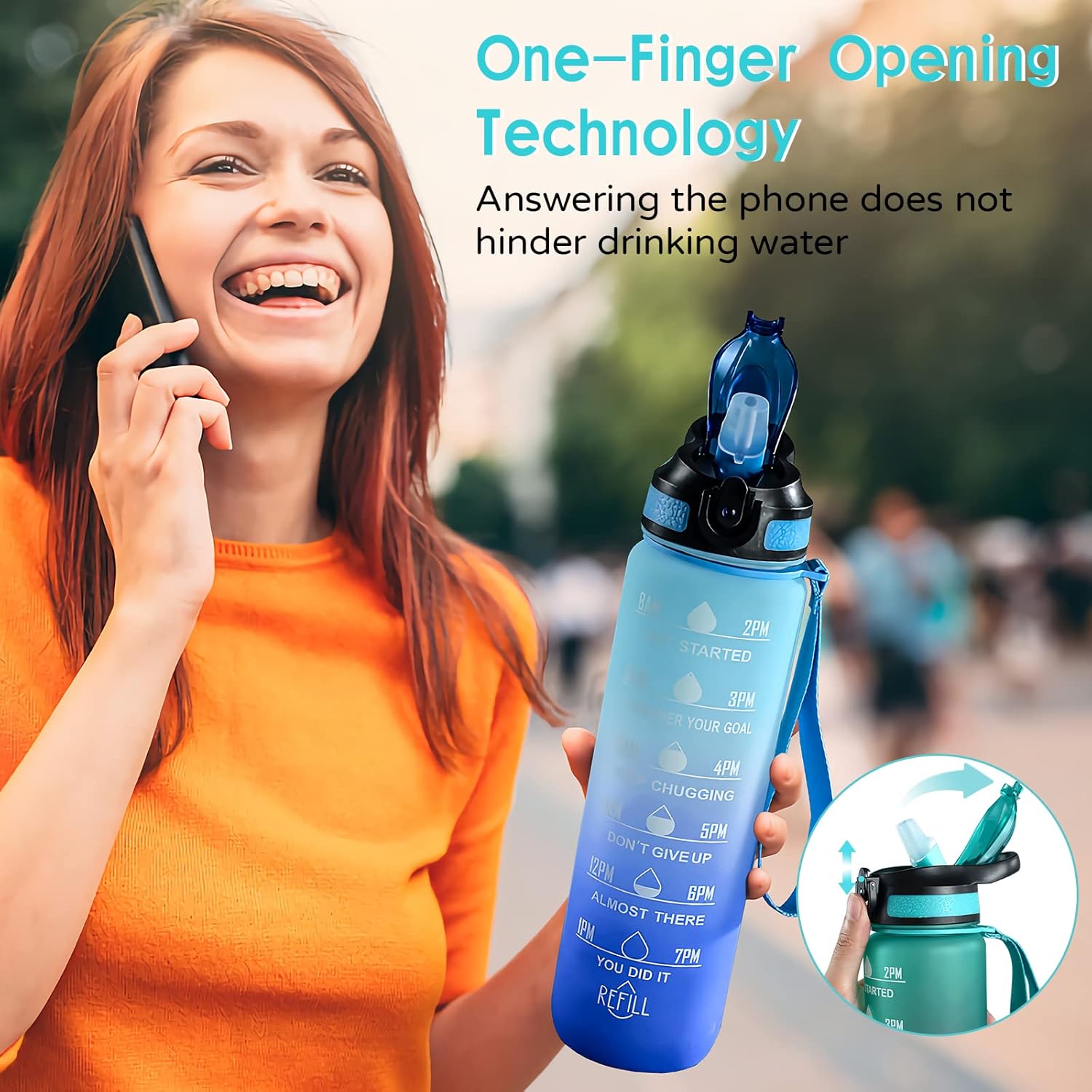32oz/1L Motivational Water Bottle With Straw, A Great Partner Timed ...