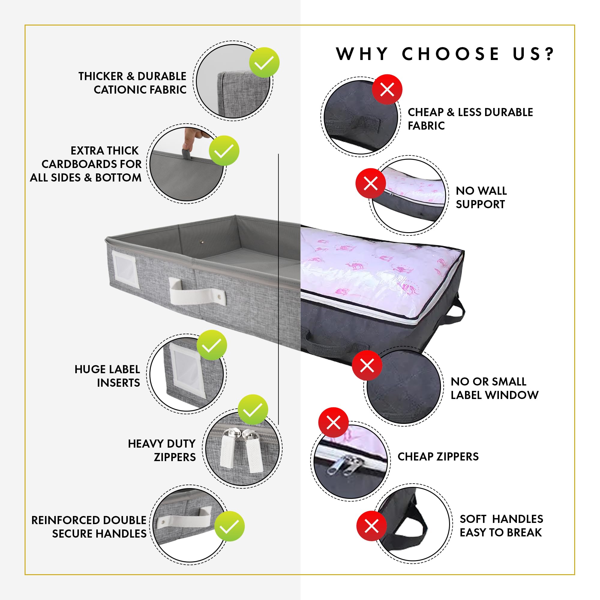 Snapklik.com : HOMELUX THEORY 2pc Under Bed Storage Containers, Bedroom ...